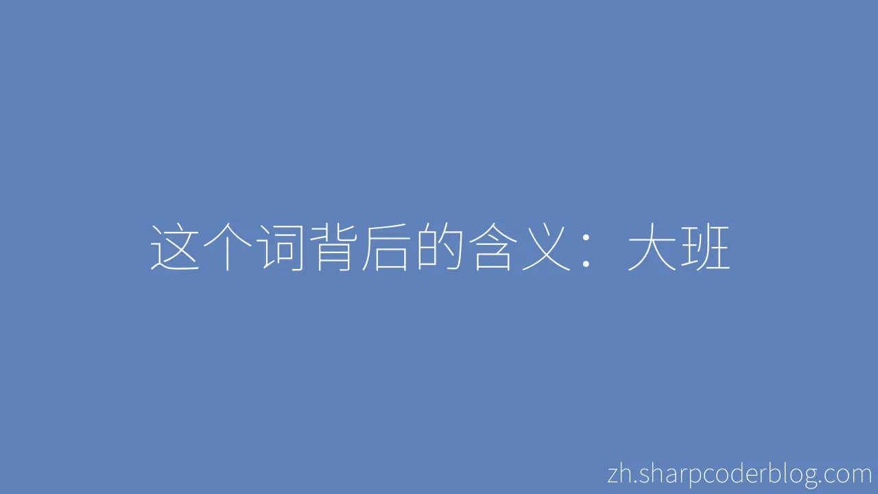 这个词背后的含义:大班 Sharp Coder Blog